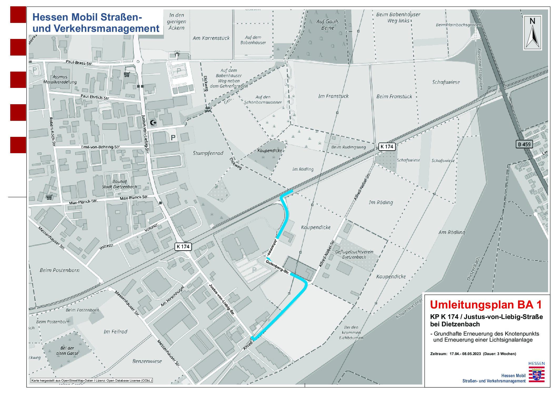 Teil- und Vollsperrungen ab 17. April: Hessen Mobil erneuert Fahrbahn der K 174 in Dietzenbach ...